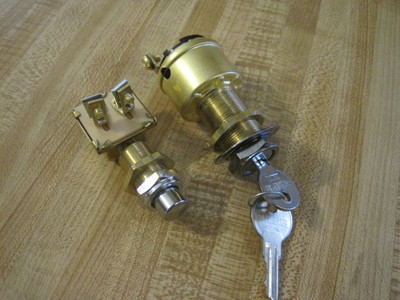 VINTAGE DASH PANEL ALL BRASS START BUTTON + IGN. SWITCH RAT HOT ROD ...