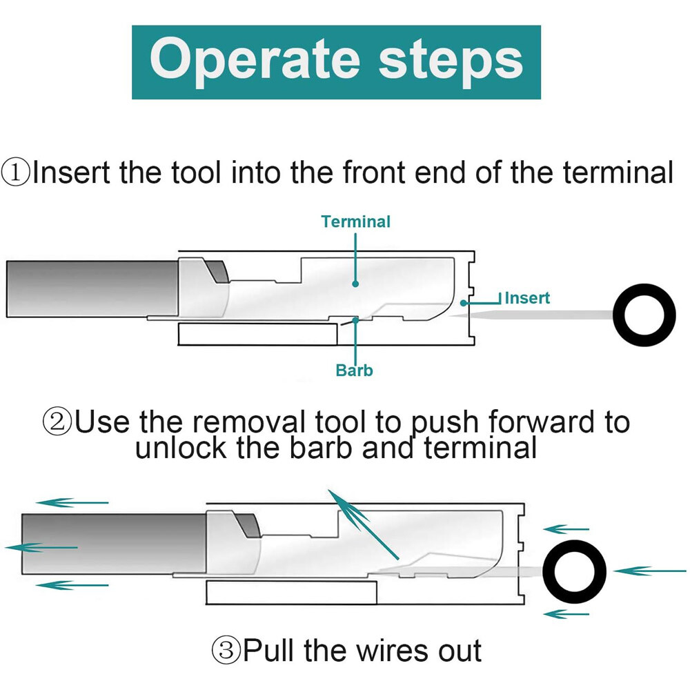 100PCS Pin Ejector Wire Kit Extractor Connector Puller Car Terminal ...