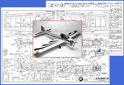 Great Planes Model Airplane Plans (RC): ULTRA-SPORT 40 55" for .40-.70 ...