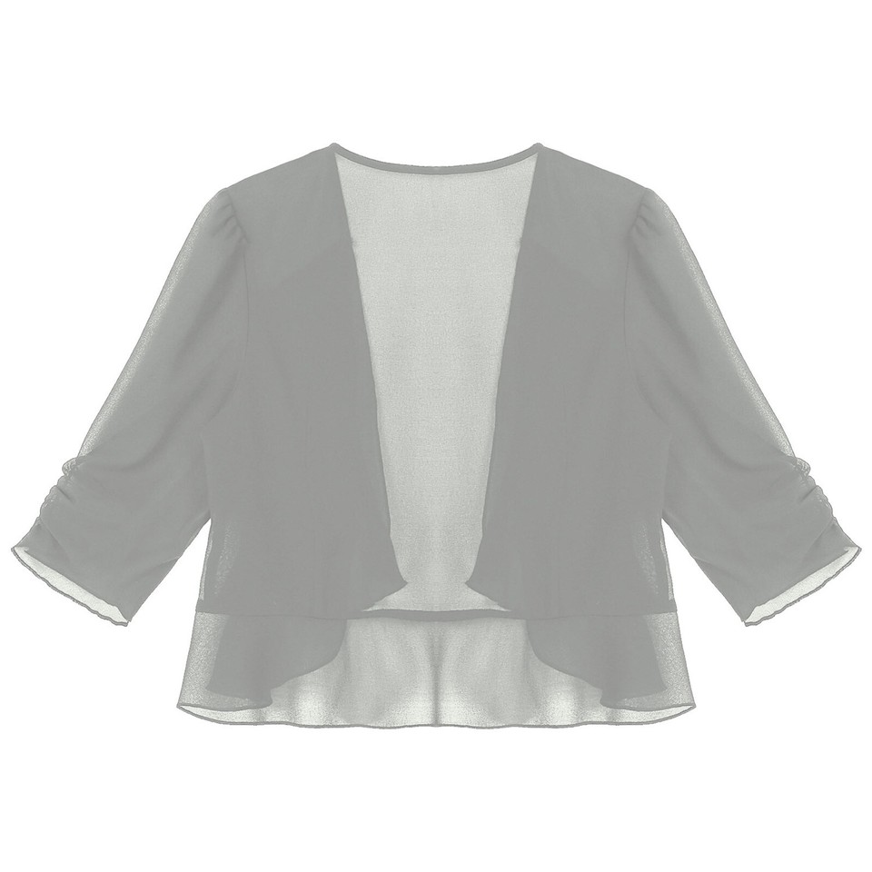 Womens Chiffon Bolero Shrug Half Sleeve Open Front Cardigan Party Dress ...