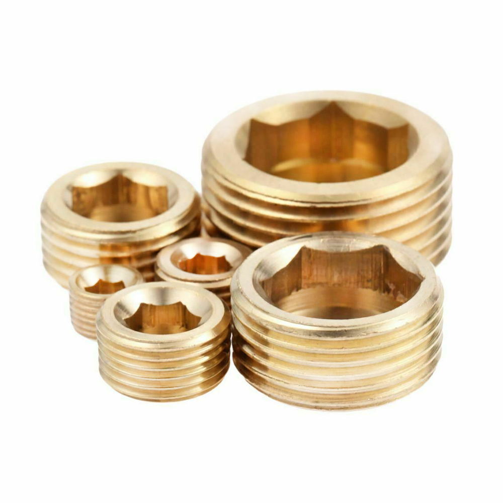 1/8" 1/4" 3/8" 1/2" - 2" BSP Brass Male Blanking End Cap Stop Plugs End ...