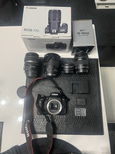 Canon EOS 77D w/ Four Lenses & Rode Video Mic, Camera Bag W/2 64gb ...