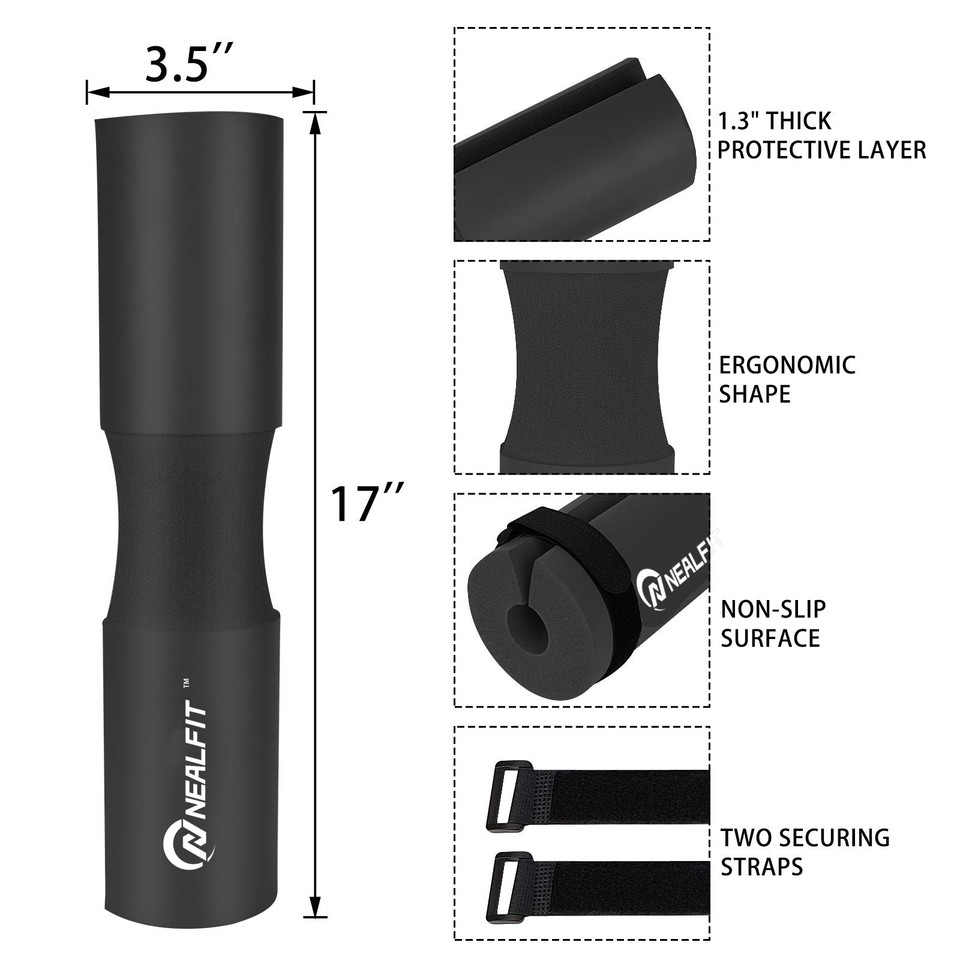 NEALFIT Barbell Pad Squat for Squats—Squat Bar Pad—Great Black | eBay