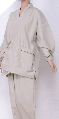 Japanese SAMUE Women's Traditional work Kimono wear set Beige from ...
