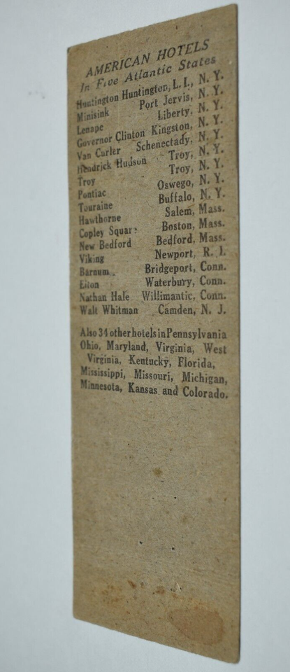 Necho Allen Hotel Pottsville PA 20 Front Strike Matchbook Cover | eBay