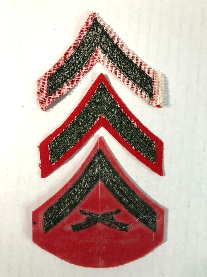 USMC Marine Lance CORPORAL Patch Lot E3 Rank Large Chevrons Green on ...