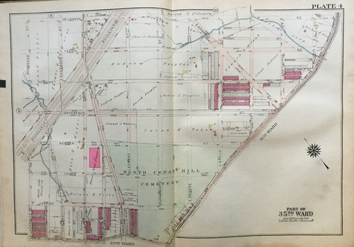 1927 MAYFAIR PHILADELPHIA PENNSYLVANIA NORTH CEDAR HILL CEMETERY ATLAS ...