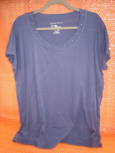 JMS Blue S/Sleeve R/Neck Pullover Metal Dots Accent Womens T-Shirt Size ...