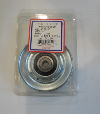 2-5/8" Diameter V Belt Idler Pulley 3/8" Bore, 1/2" W 35265050 w/ Belts ...