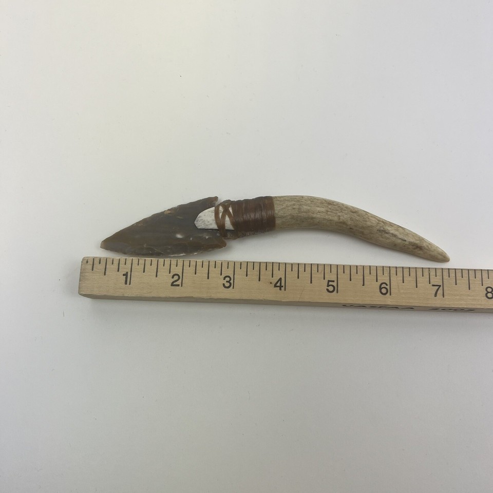 Deer Antler Stone Agate Traditional Mountain Man Knife Primitive Stone ...