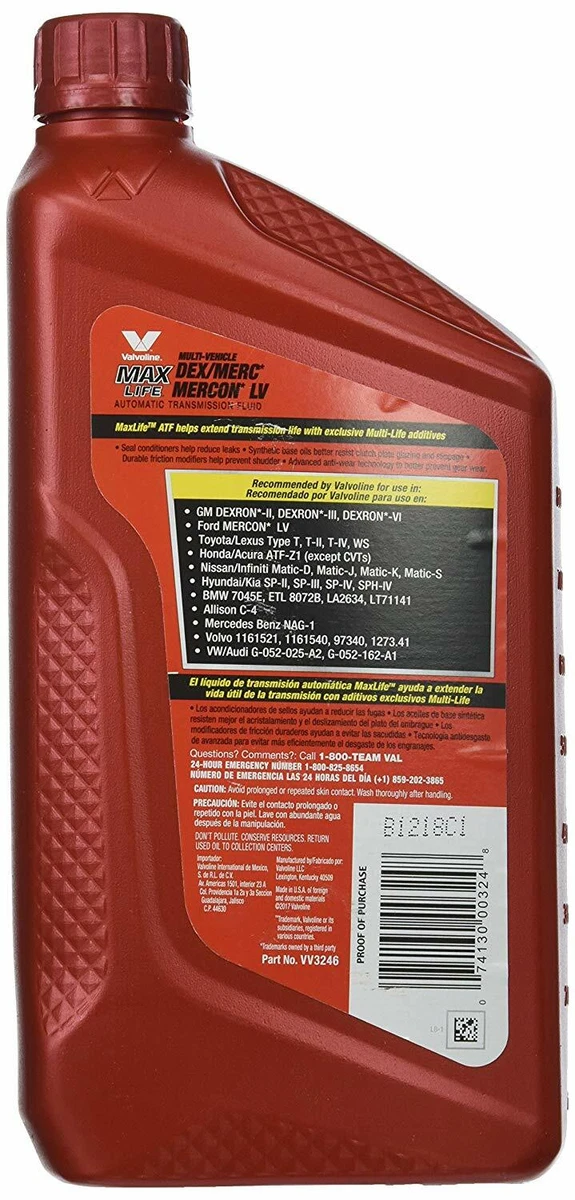 Valvoline MaxLife Multi-Vehicle Full Synthetic Automatic Valvoline MaxLife Multi-Vehicle Full Synthetic Automatic