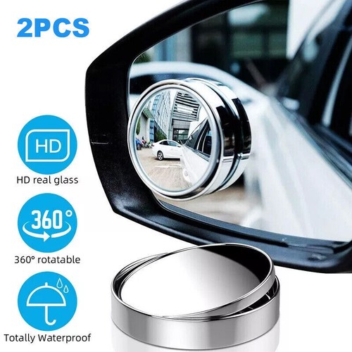 2pcs Blind Spot Mirrors Round HD Glass Convex 360° Side Rear View ...