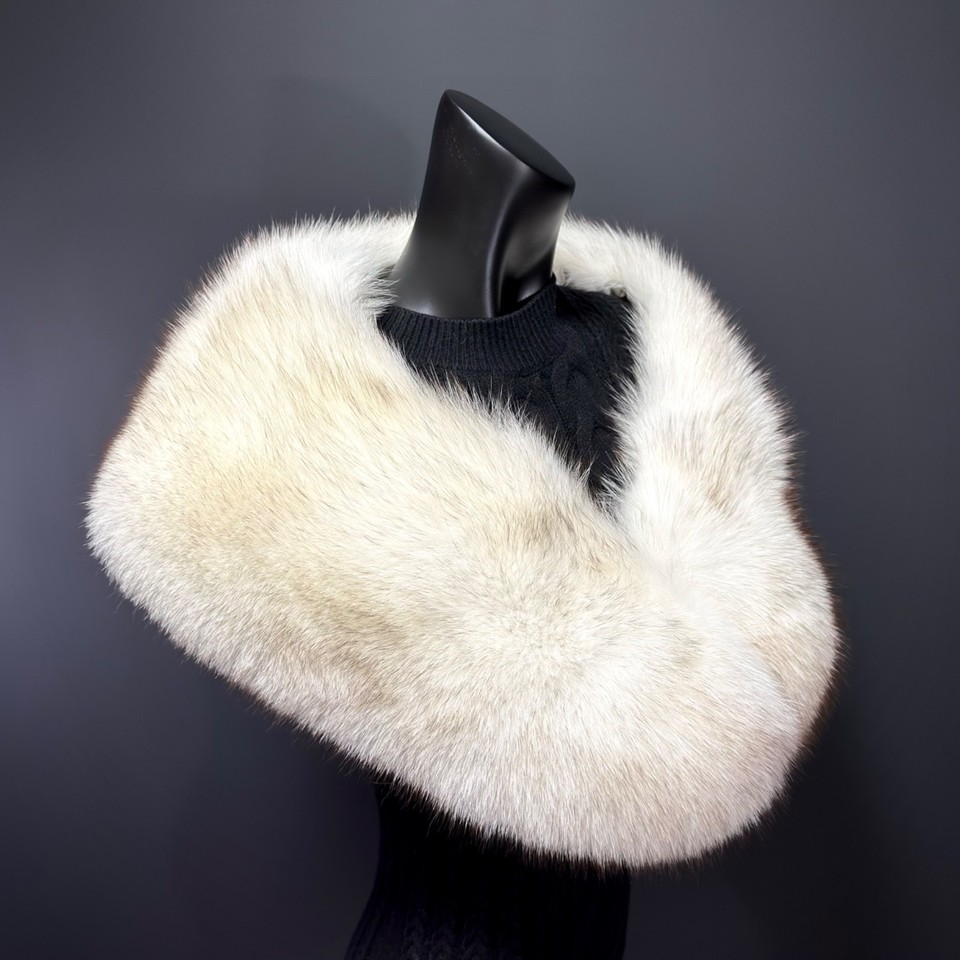 SAGA FOX Blue Fox Real Fur Shawl Wrap Stole Women Luxury Timeless ...