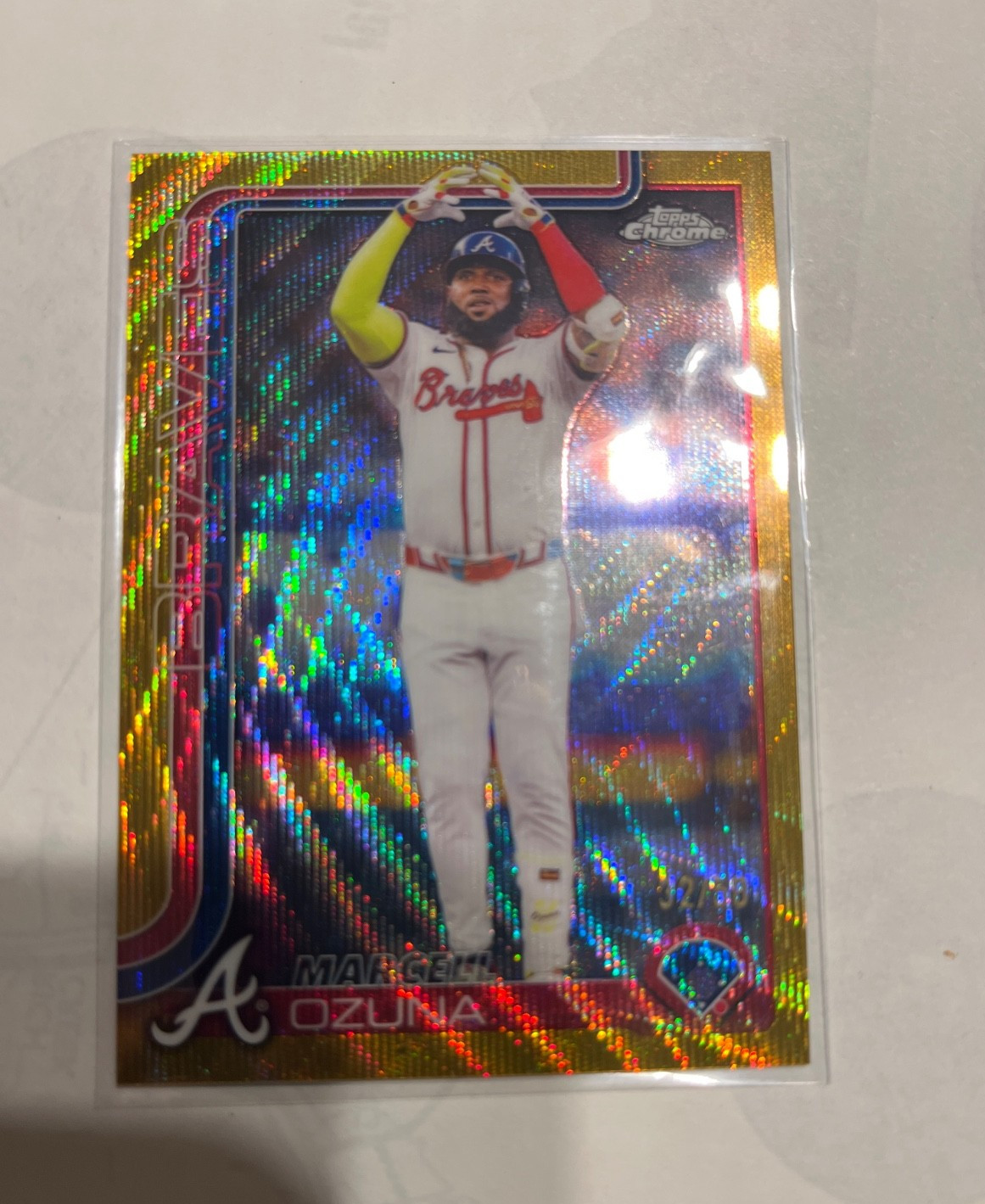 Marcell Ozuna 2025 Topps Chrome #250 Gold Wave Refractor /50 Price ...
