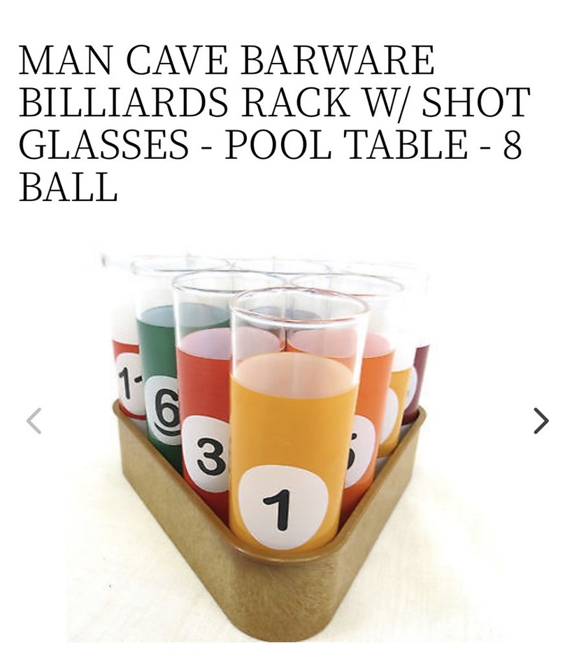 Vtg Rare Man cave bar Pool Billiards Ball Themed Double Shot Glasses ...