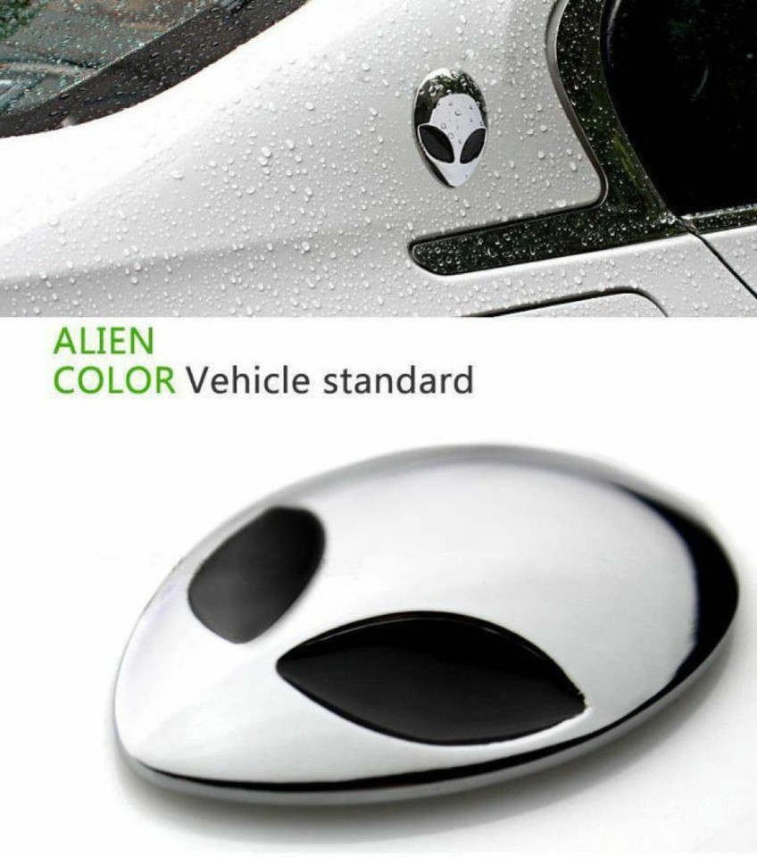 2pcs Chrome Metal 3D Alienware Head Auto Logo Sticker Badge Emblem Car ...