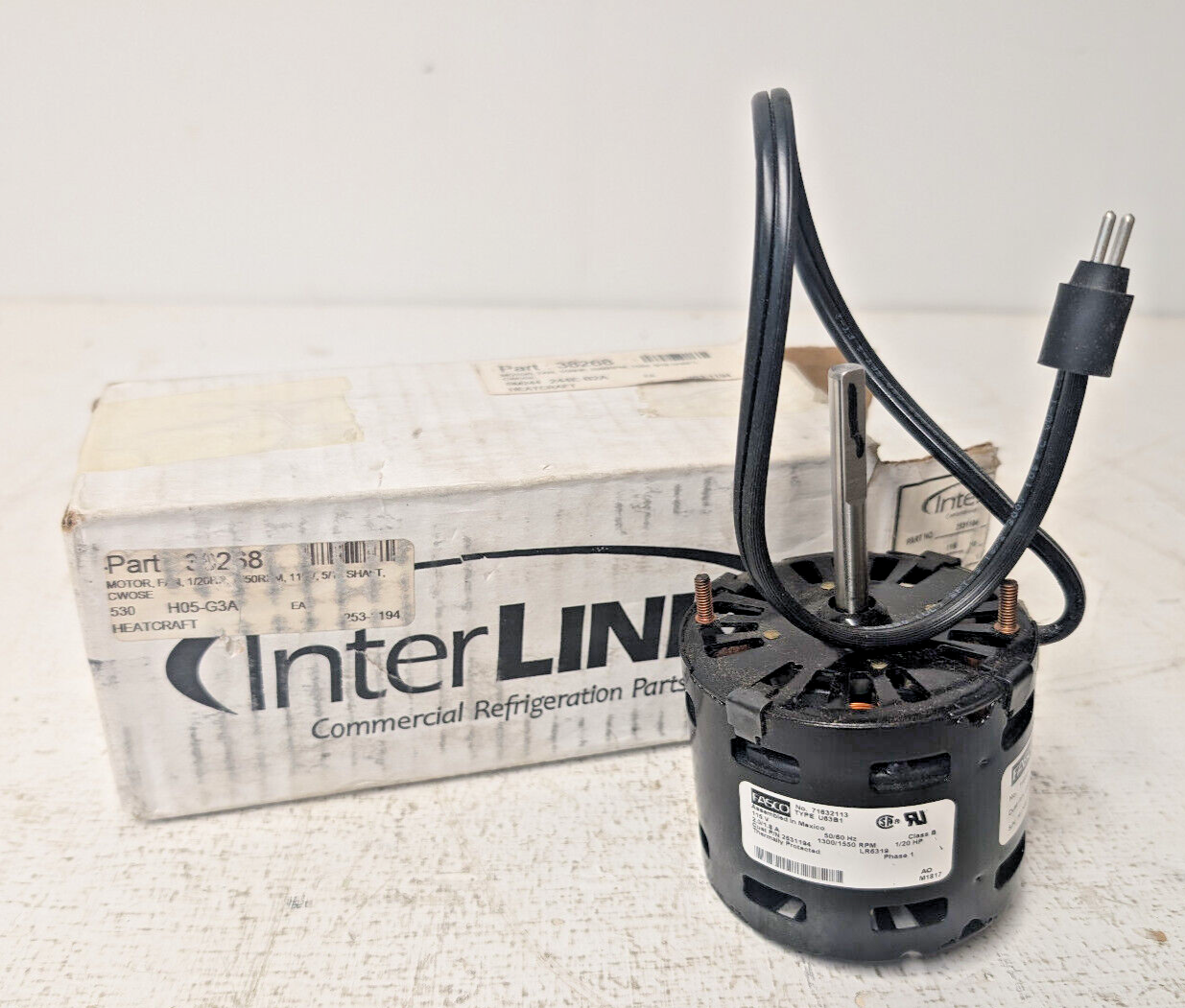 InterLink Fasco 2531194, Fan Motor, Refrigeration, 115v, 1/20hp, 1300/1550rpm | eBay