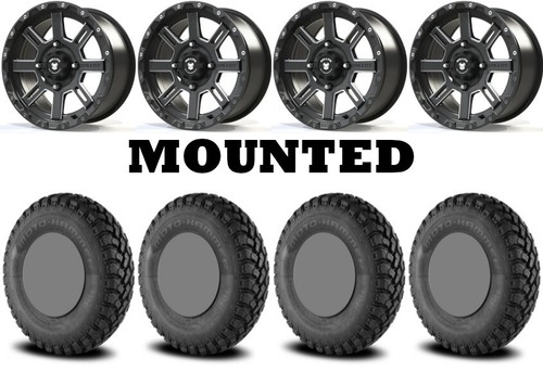 Kit 4 EFX MotoHammer Tires 30x10-14 on Bullite Lancer Black BT-02 ...
