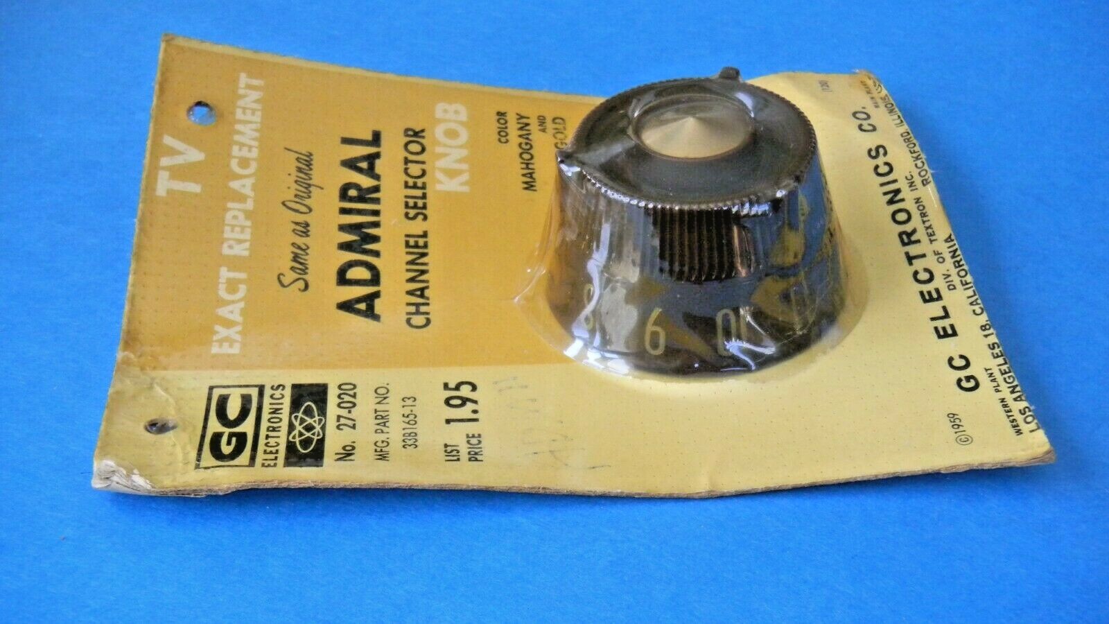 Vintage Admiral 33B165-13 TV Knob Channel Selector Exact Replacement by ...