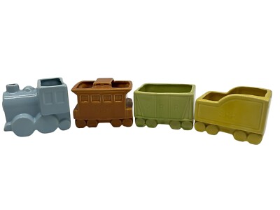Shawnee Vintage 4 Piece Pottery S.R.R. Train Engine and Cars Planter ...