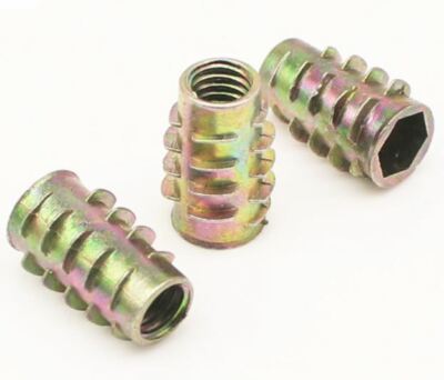 M4 M5 M6 M8 Type E Hex Drive Screw In Threaded Nut Insert Bushings Wood ...
