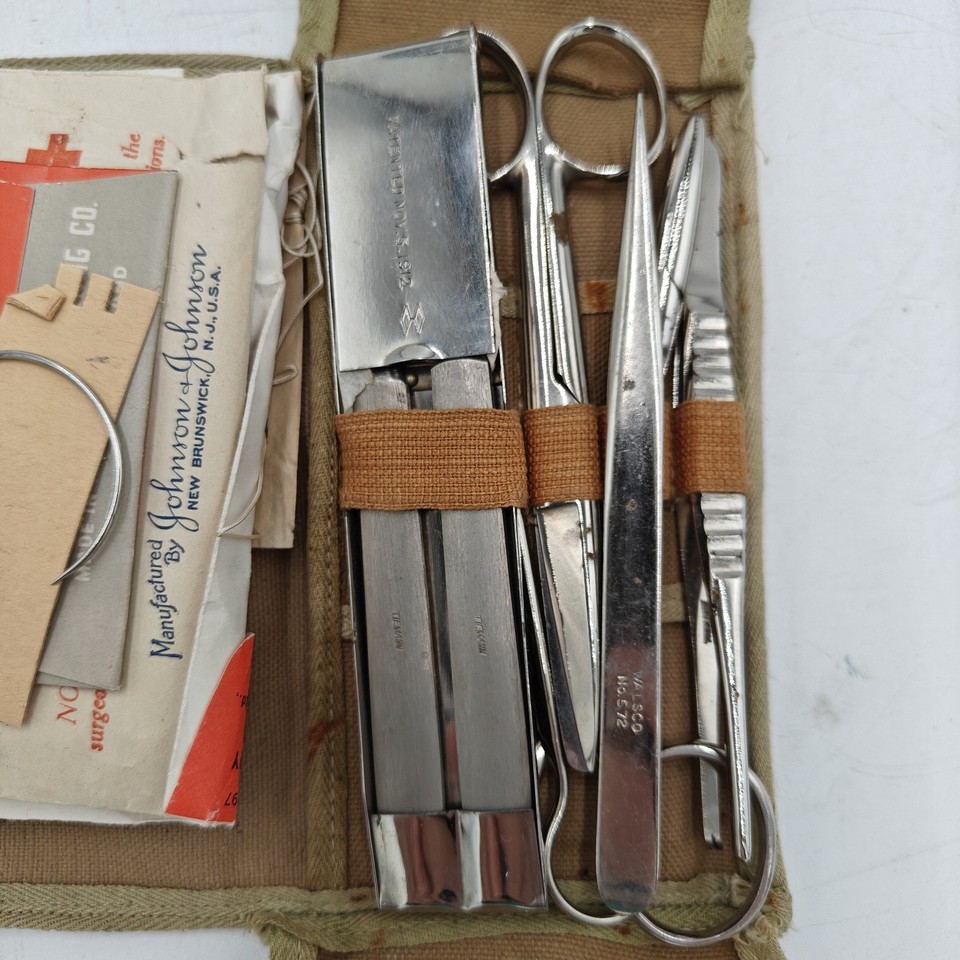 Vintage Surgical Instrument Kit First Aid Tools Needles Red Cross ...