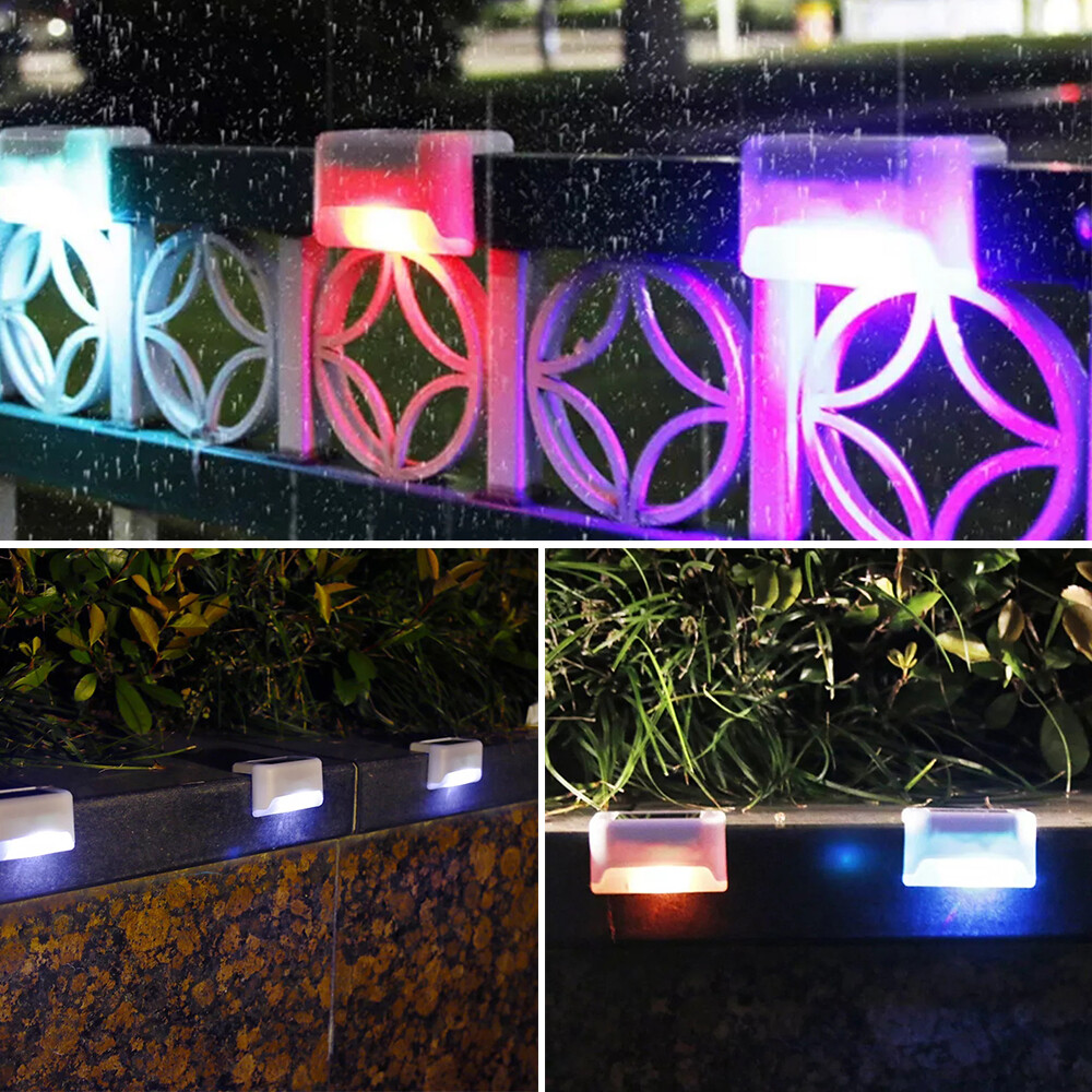 4-20Pcs LED Solar Deck Lights Outdoor RGB Light Garden Patio Railing ...