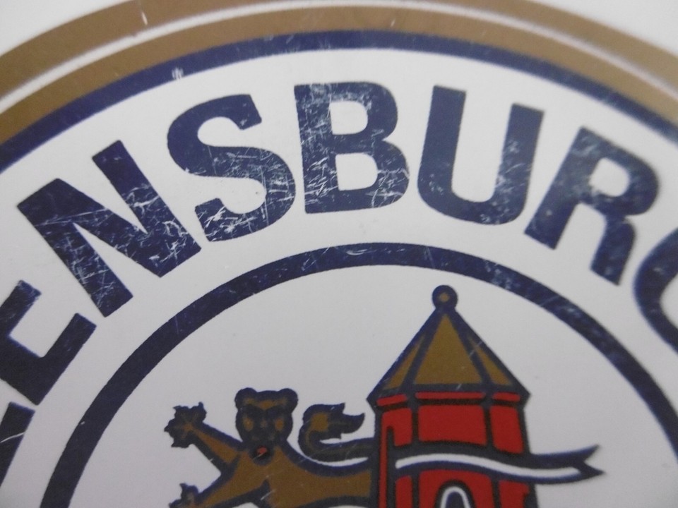 2 Werbe-Aufkleber Flensburger Pilsener 7x8 + 9x10 cm Bier Brauerei ...