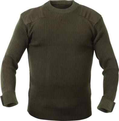 Olive Drab Crew Neck Acrylic Military Commando Pullover - Double Knit ...