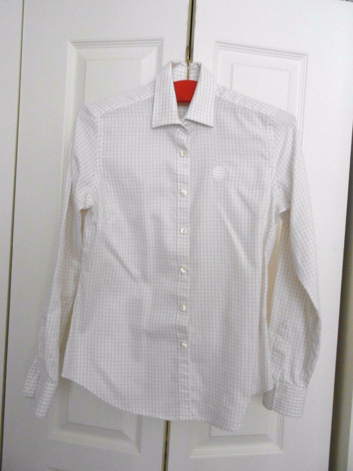 GREG NORMAN--TATTERSALL WHITE/BEIGE WITH GOLF BALL EMBROIDERED SHIRT ...