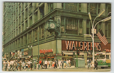 Postcard State and Madison Sts. with Walgreens Drug Store in Chicago ...