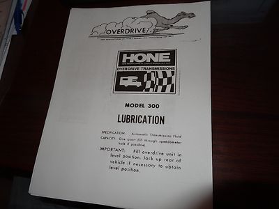 Vintage HONE-O-DRIVE Overdrive Manual Copy | eBay