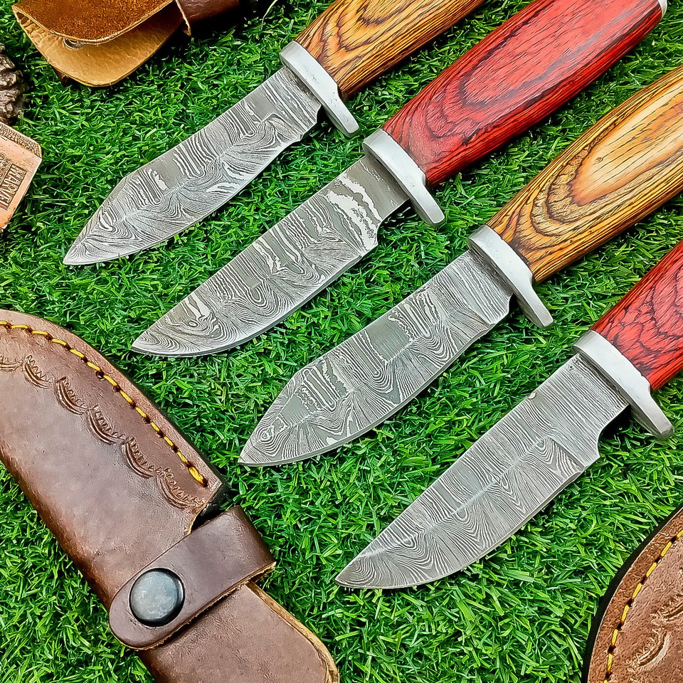 LOT OF 4 PCS CUSTOM Handmade DAMASCUS steel Skinner knives Hunting Knives E678 | eBay