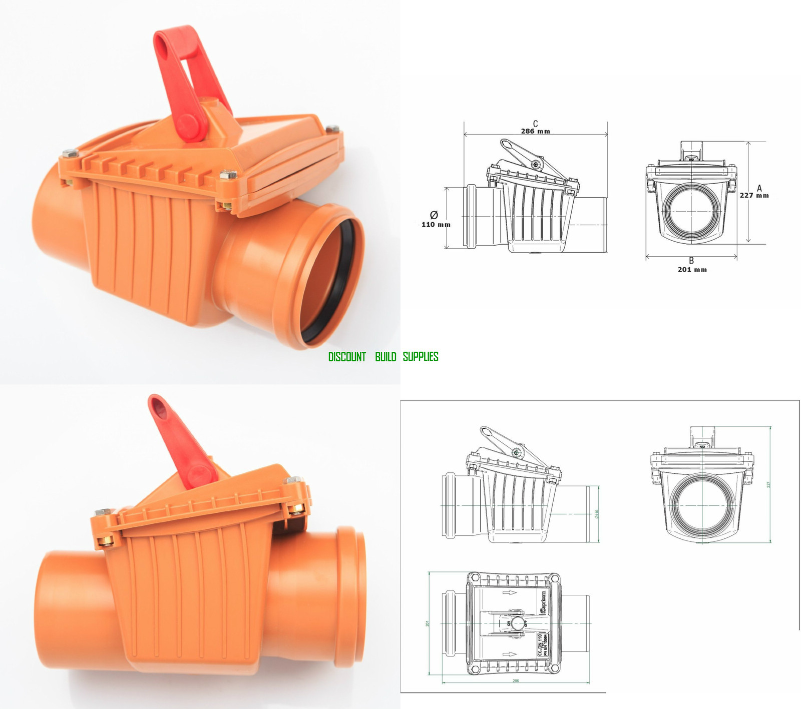 110mm Non Return Valve Backflow Flood Prevention Single Stainless Steel ...