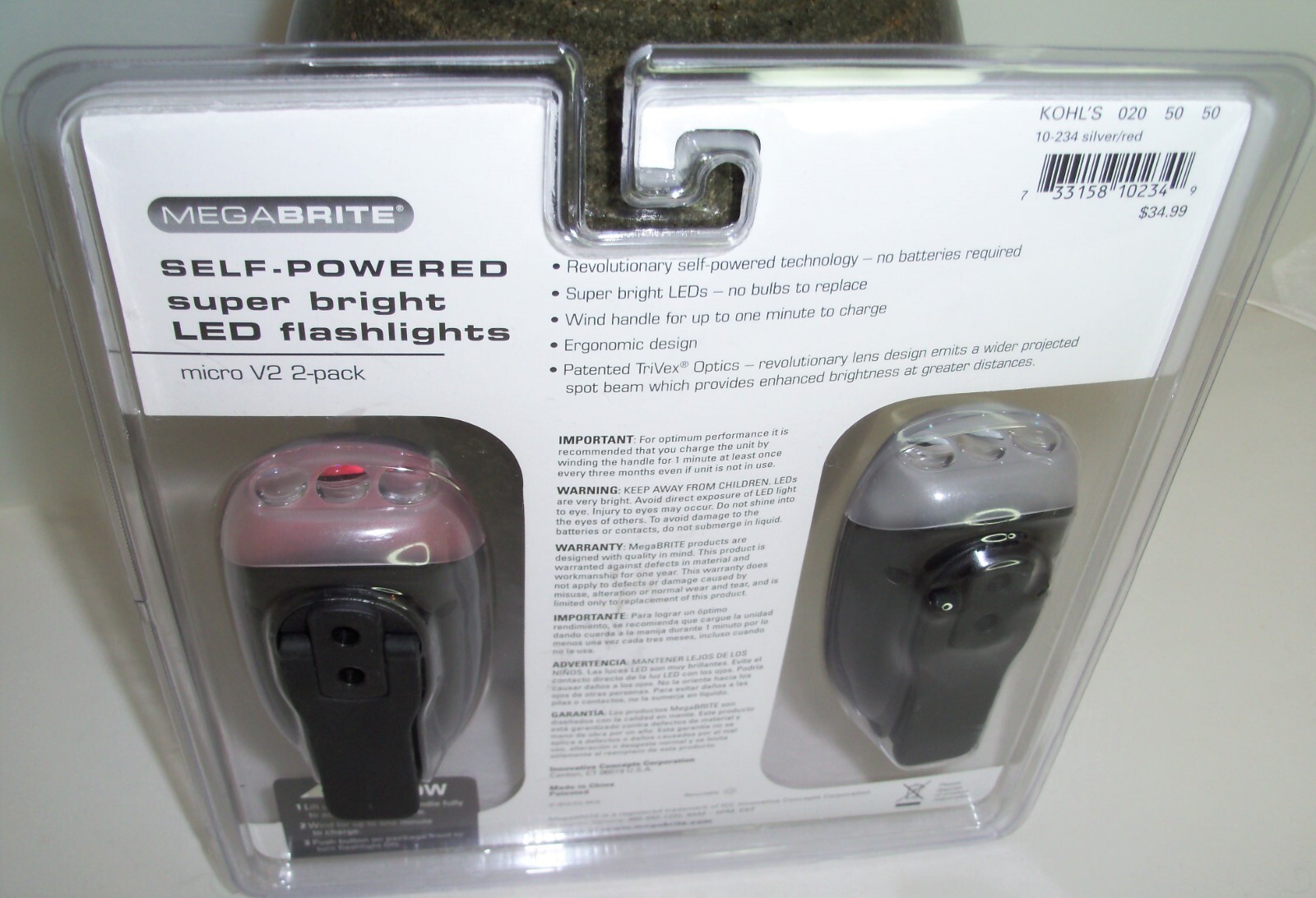 MegaBrite Self-Powered Super Bright LED (2) Flashlights Brand New ...