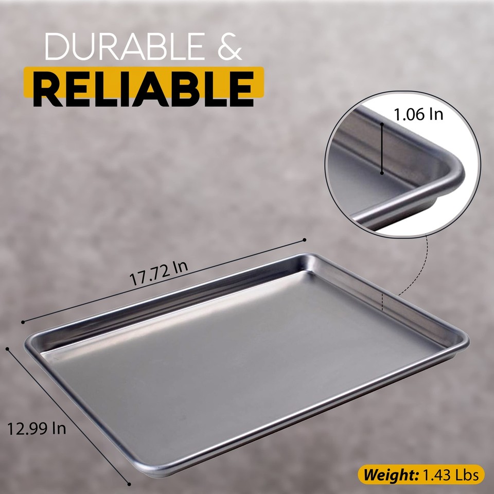 Alpine Cuisine Half Sheet Aluminum Baking Tray 18inch Rimmed Baking ...