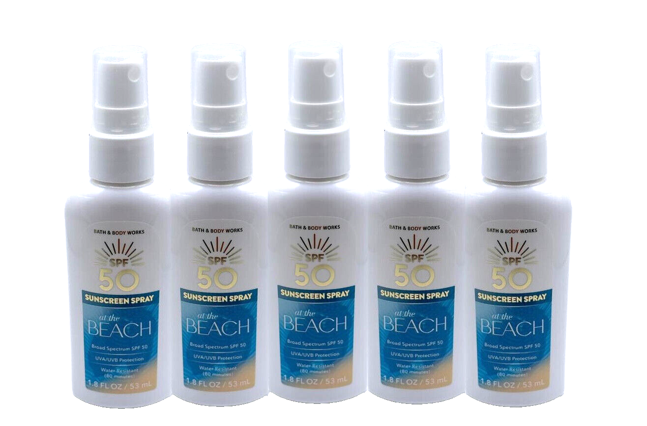 5 BATH & BODY WORKS SUNSCREEN SPRAY SPF 50 AT THE BEACH UVA/UVB ...
