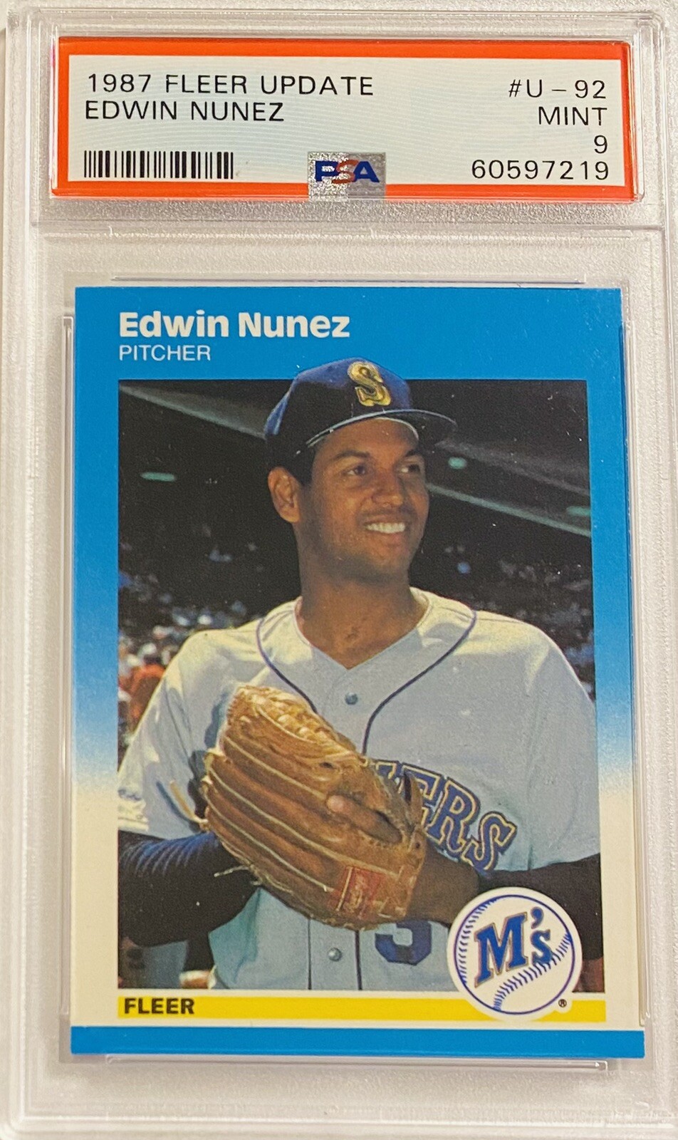 1987 Fleer Update EDWIN NUNEZ #U-92 PSA 9 (MINT) POP. 2 Seattle Mariners | eBay