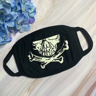 Washable Reusable Anime Skull Bones Skeleton Glow in Dark Face Mouth ...