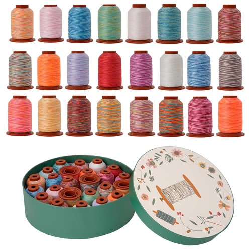 24 Colors Variegated Sewing Thread,500Y Each Spool Polyester Threads ...