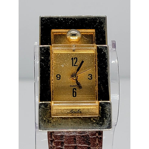 Vintage Lucite Quartz Women's Watch – Art Deco Gold & Silver Geometric ...