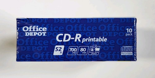 Office Depot 10 Pack CD-R Printable, 700 mb, 80 min, 52x. MUSIC, DATA ...