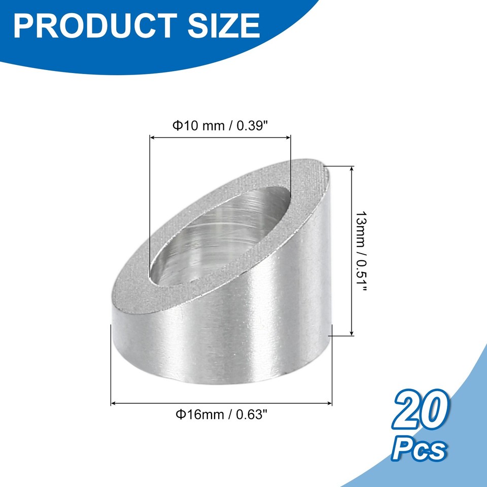 20 Pcs 3/8" ID Angle Washer, 316 Stainless Steel 30 Degree Beveled ...