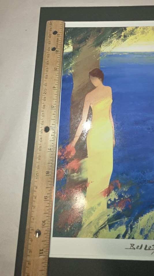 Emile Bellet Print Seriolithograph En Mediterranee Woman Yellow ...