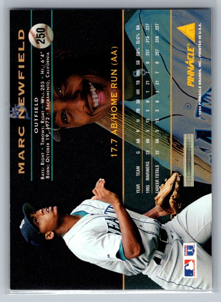 Marc Newfield 1994 Pinnacle Rookie Prospect BASEBALL #250 Seattle ...