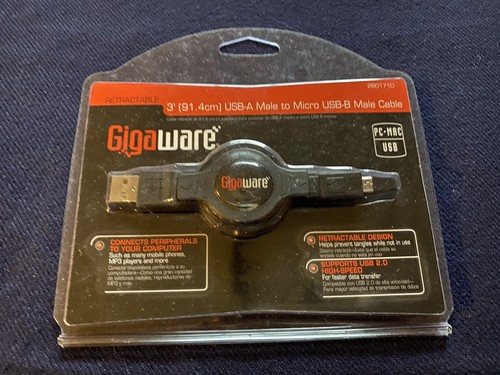 3 Ft Gigaware USB-A MALE to USB-B MALE Cable-Retractable Design | eBay