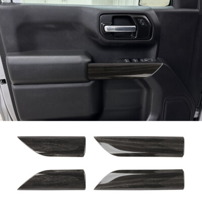 Black Wood Grain Interior Door Panel Trim Cover For Chevy Silverado 19 ...