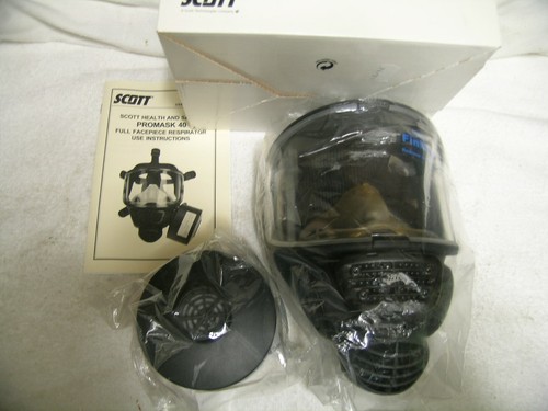 Scott Promask 40 Full-Face Gas Mask / Respirator w/NBC Canister, NOS | eBay