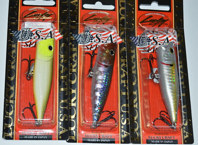 3 lures lucky craft g-splash popper 80rt topwater 3" assortment ghost ...