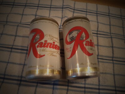 LOT OF 2 RAINIER 12 OZ ALUMINUM BAR CODE BEER CANS RAINIER BREWING CO ...